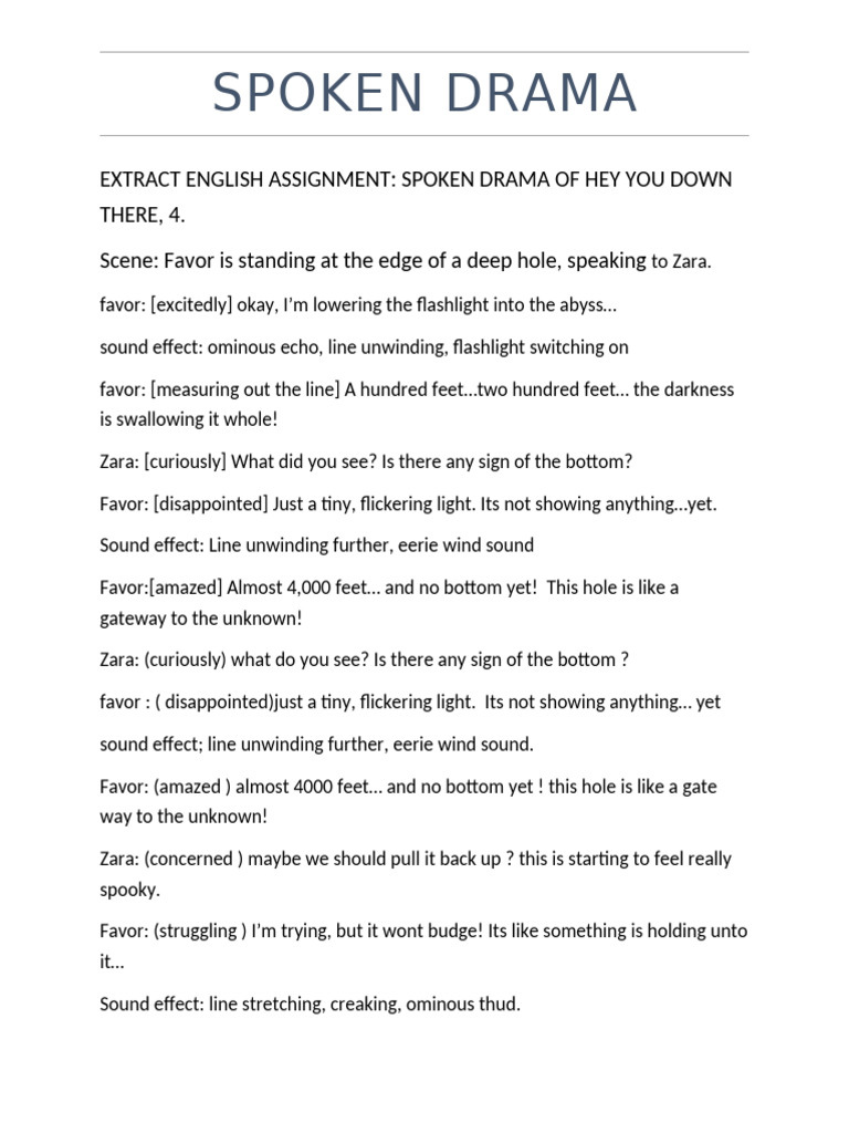 Extract English Assignment Spoken Drama | PDF