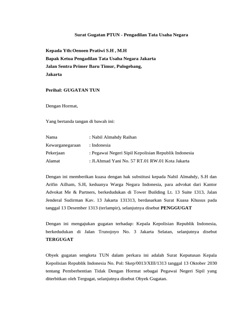 Gugatan TUN Pemberhentian PNS Polisi | PDF