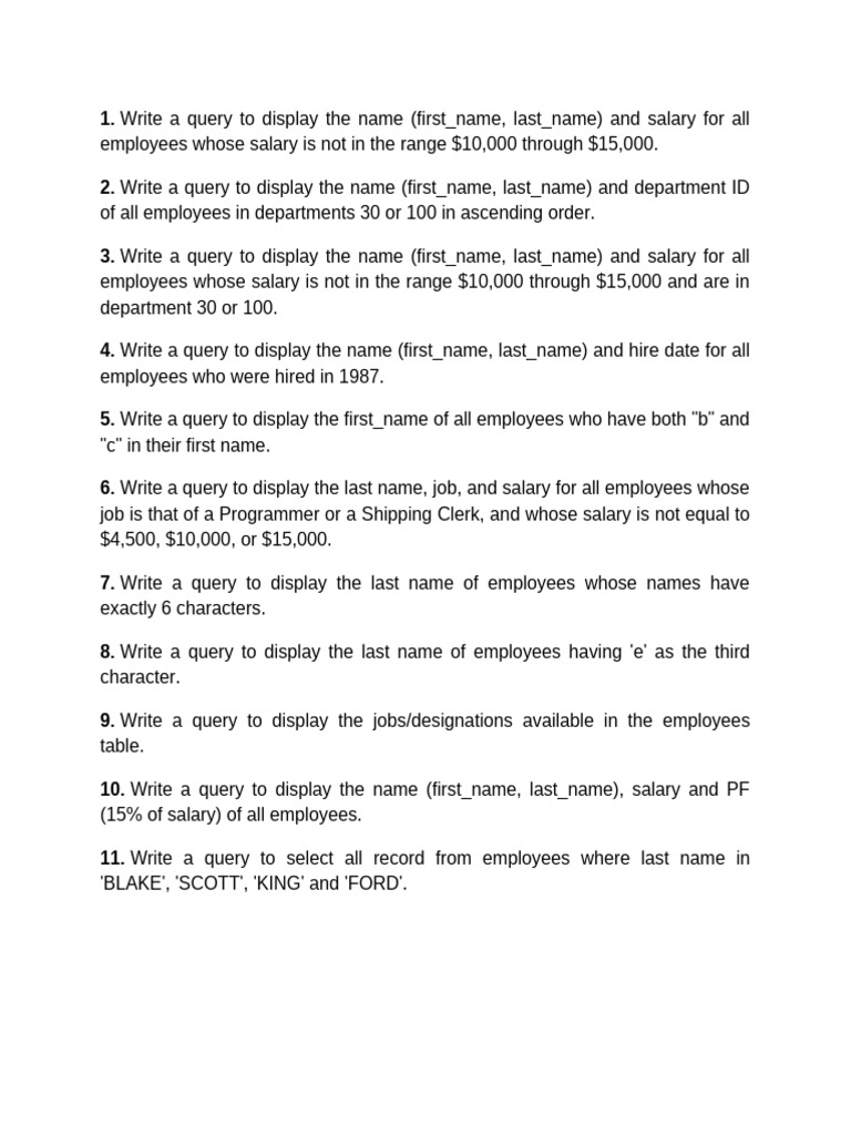 7 - Restricting and Sorting Data | PDF
