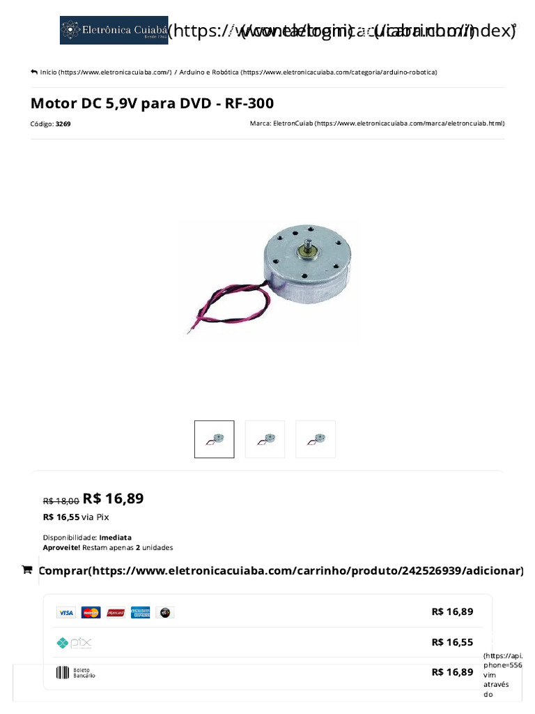 Motor DC 5,9V para DVD - RF-300 - Eletrônica Cuiabá | PDF