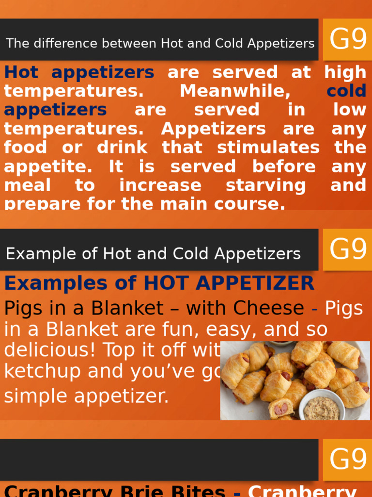 Examples of Hot and Cold Appetizers | PDF | Hors D'oeuvre | Food And ...