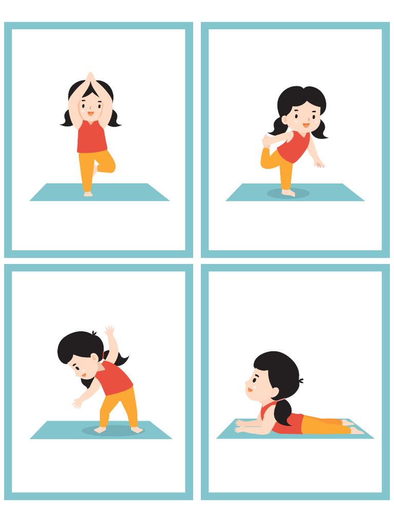 Green and Yellow Illustrative Yoga Cards Brain Break For Kids Worksheet ...