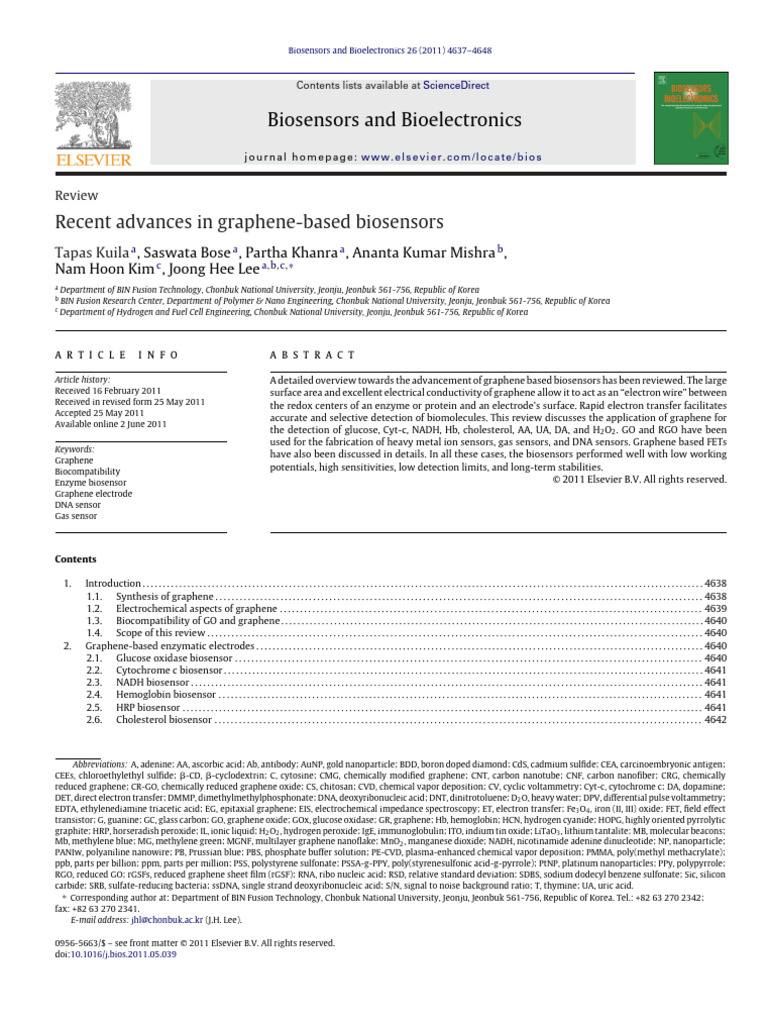 Recent Advances in Graphene-Based Biosensors | PDF | Biosensor | Graphene