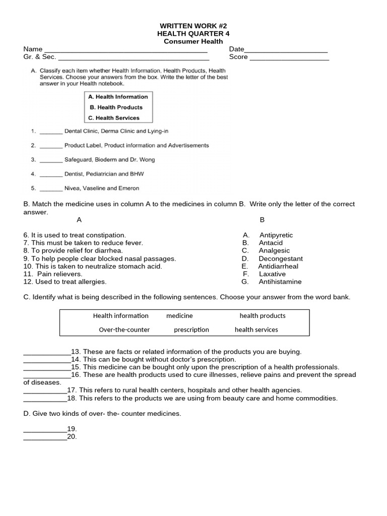 Consumer Health Medicine Matching Guide | PDF
