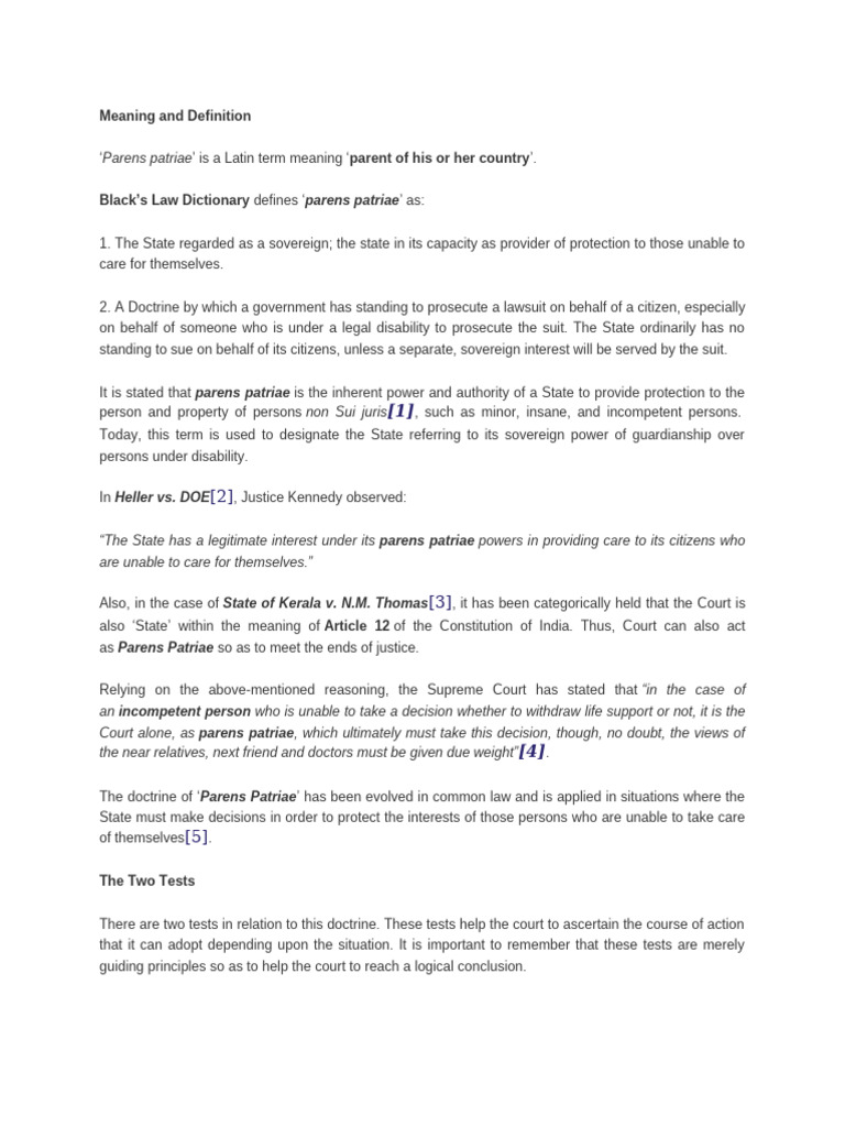 Understanding Parens Patriae Doctrine | PDF | Justice | Crime & Violence
