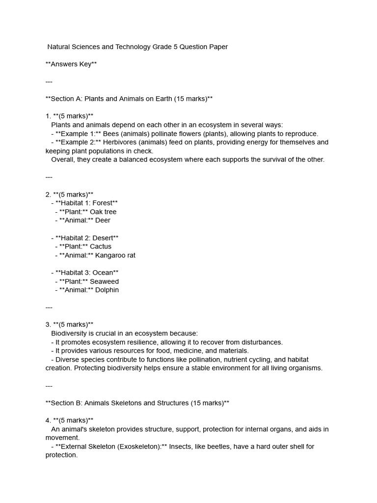 Grade 5 Natural Science Exam Paper | PDF | Ductility | Ecosystem