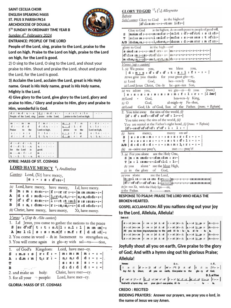 5th Sunday in Ordinary Time Year B | PDF | Catholic Liturgy | Worship