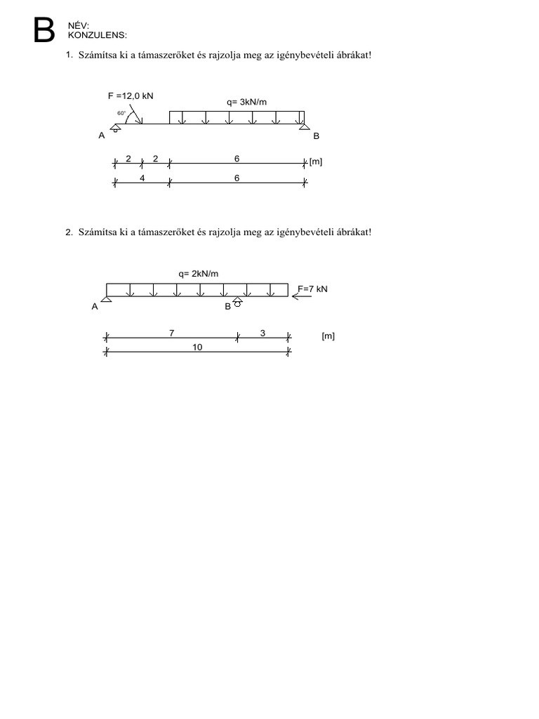Statika 1potZH B Sor | PDF