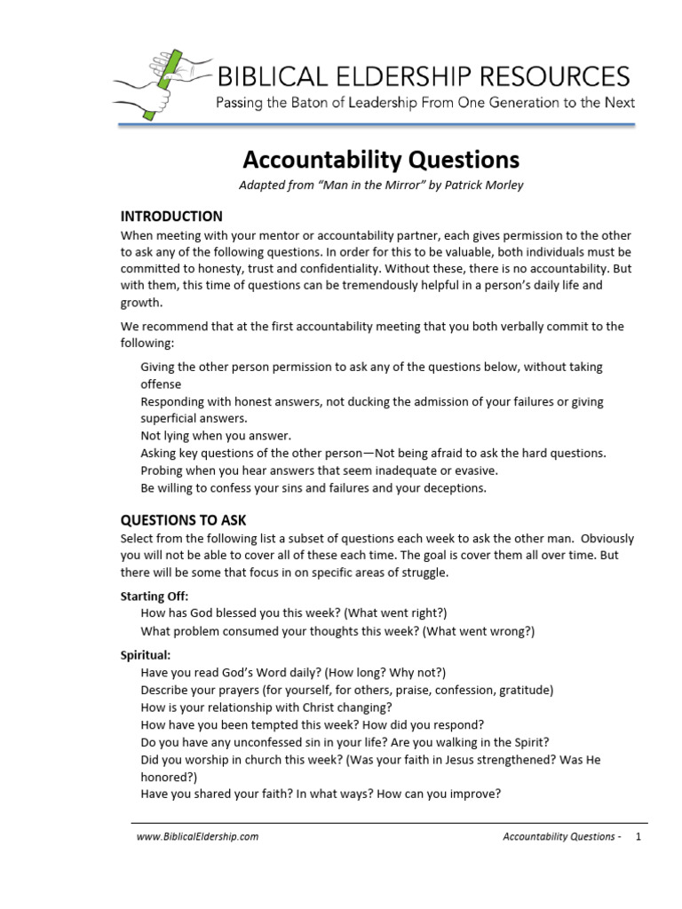 Faith Accountability Questions | PDF | Faith | Jesus