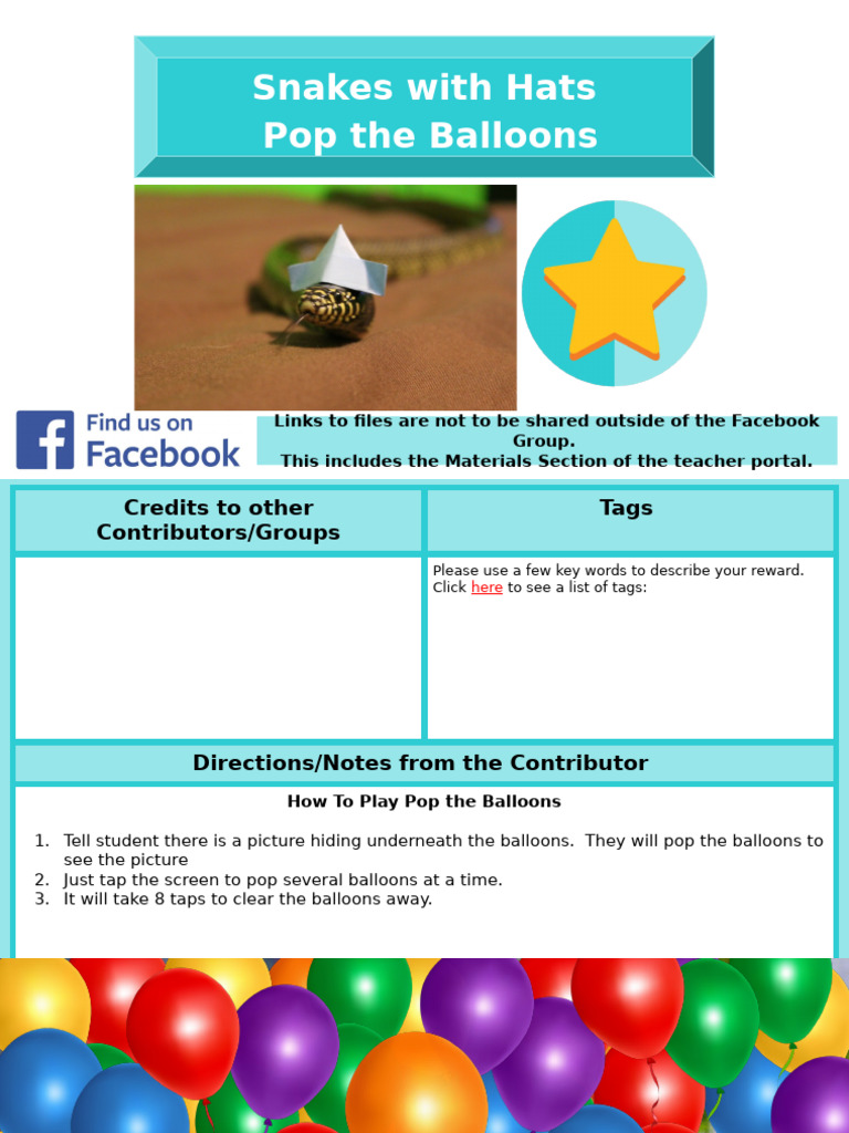 Pop the Balloons Game Instructions | PDF