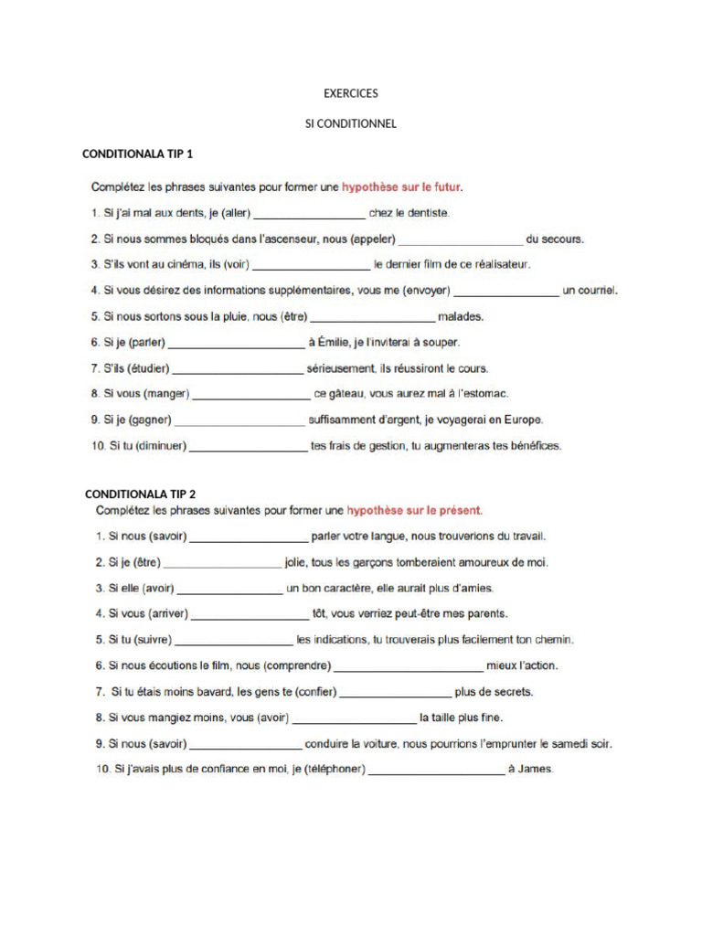 Si Conditionnel (I, II, II) | PDF