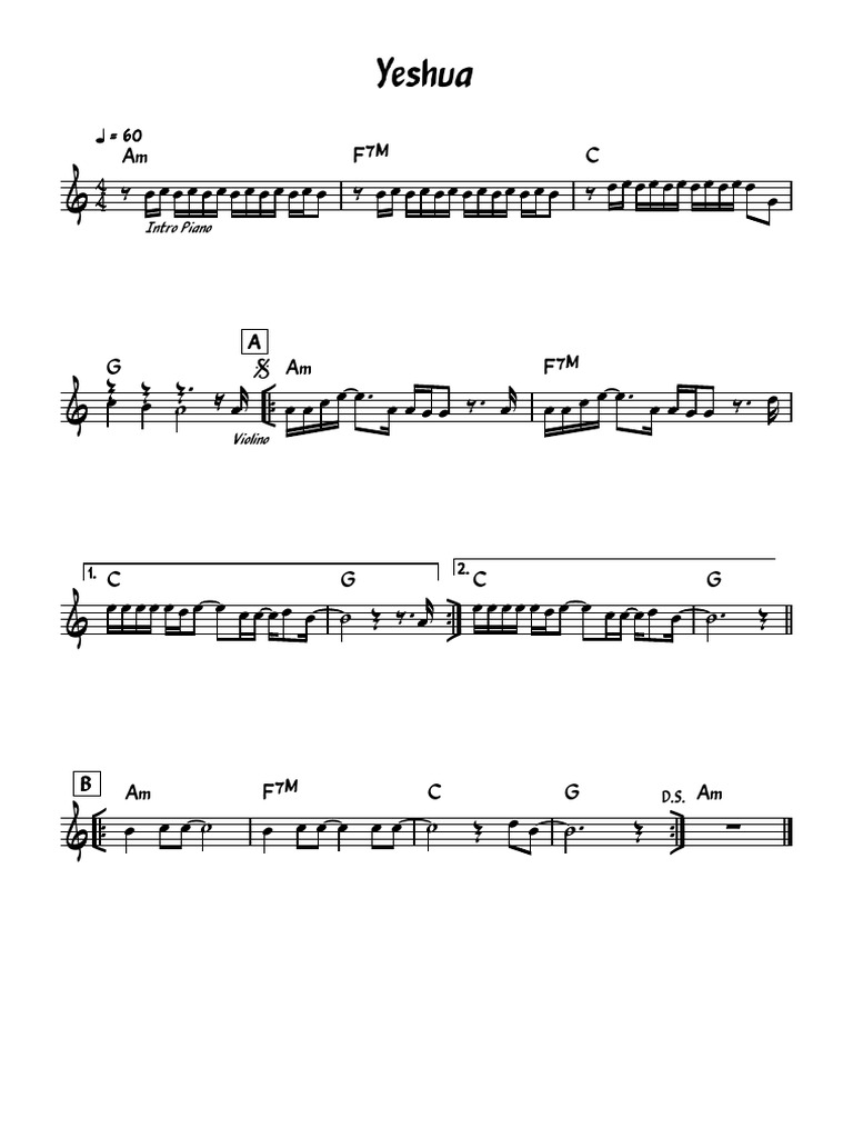 Yeshua Piano and Violin Sheet Music | PDF