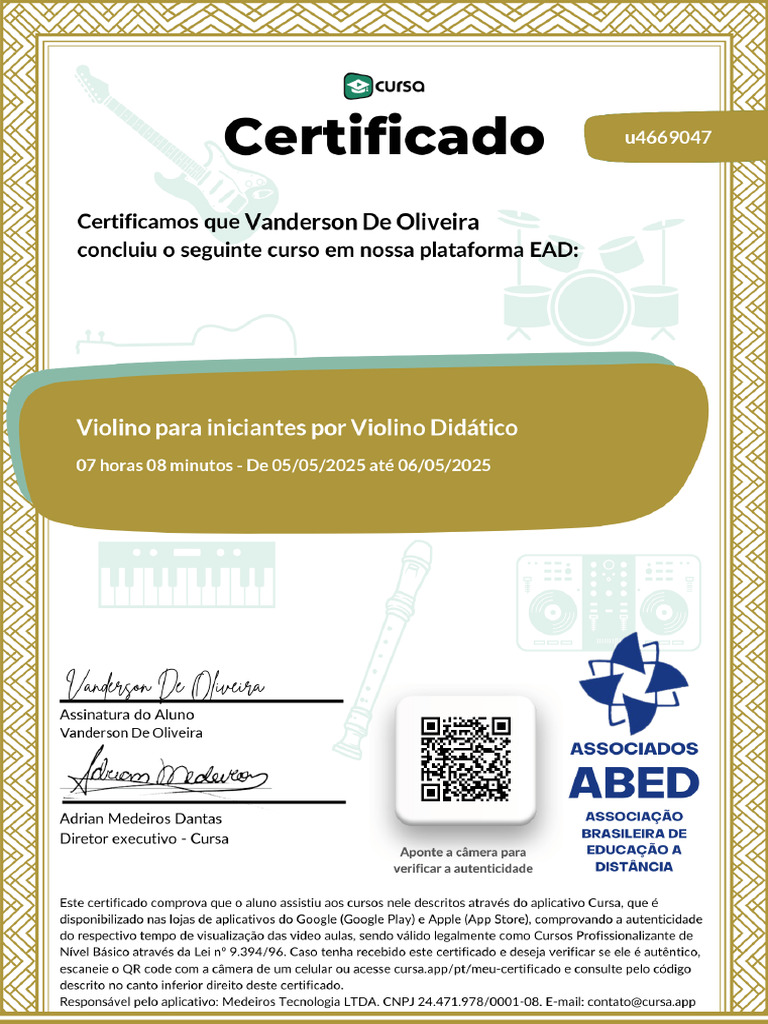 Certificado de Violino PDF | PDF