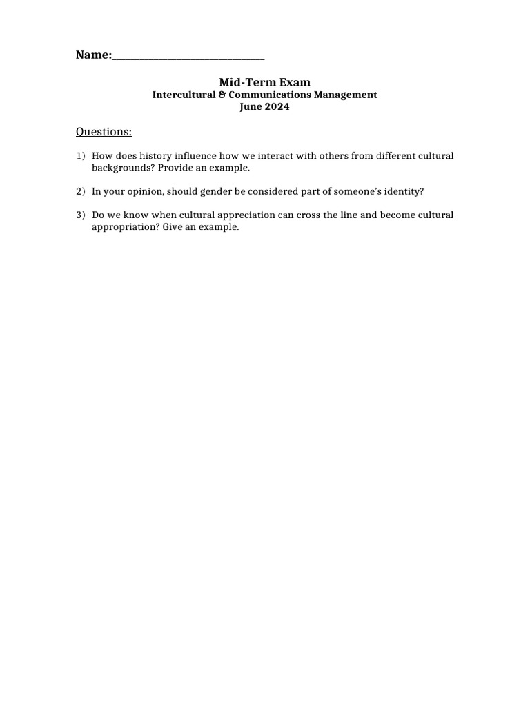 Mid Term Exam Icm Bbae | PDF