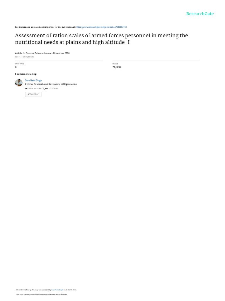 Assessment of Ration Scales of Armed Forces Person | PDF | Vitamin ...