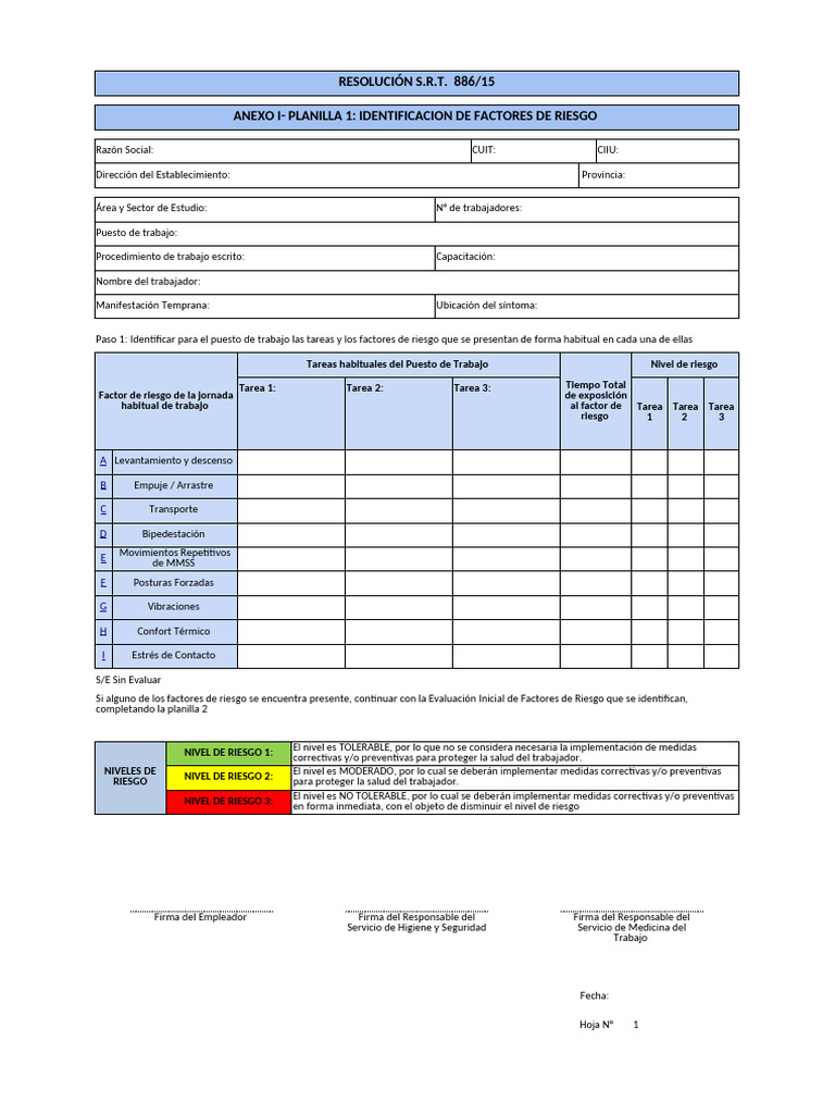 Protocolo de Ergonomia Res. SRT 886-2015 | PDF | Bipedalismo | Evaluación