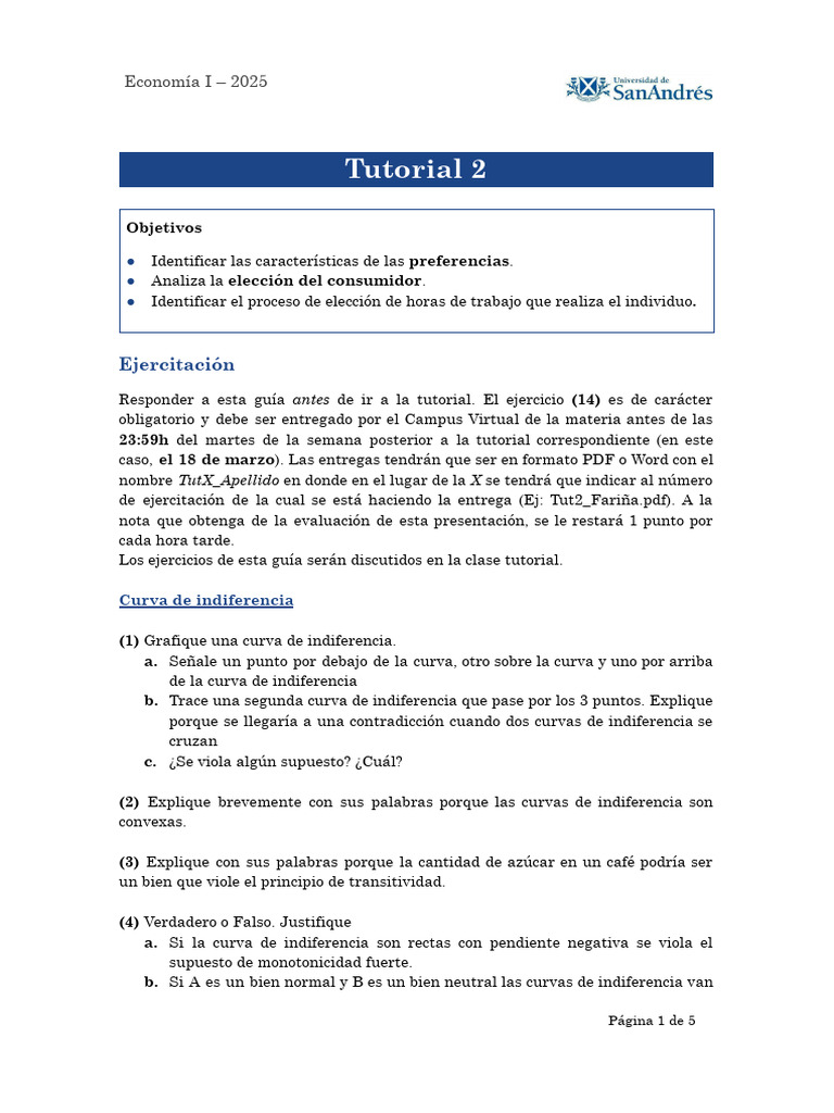 Eco1 2025 Tut 2 | PDF