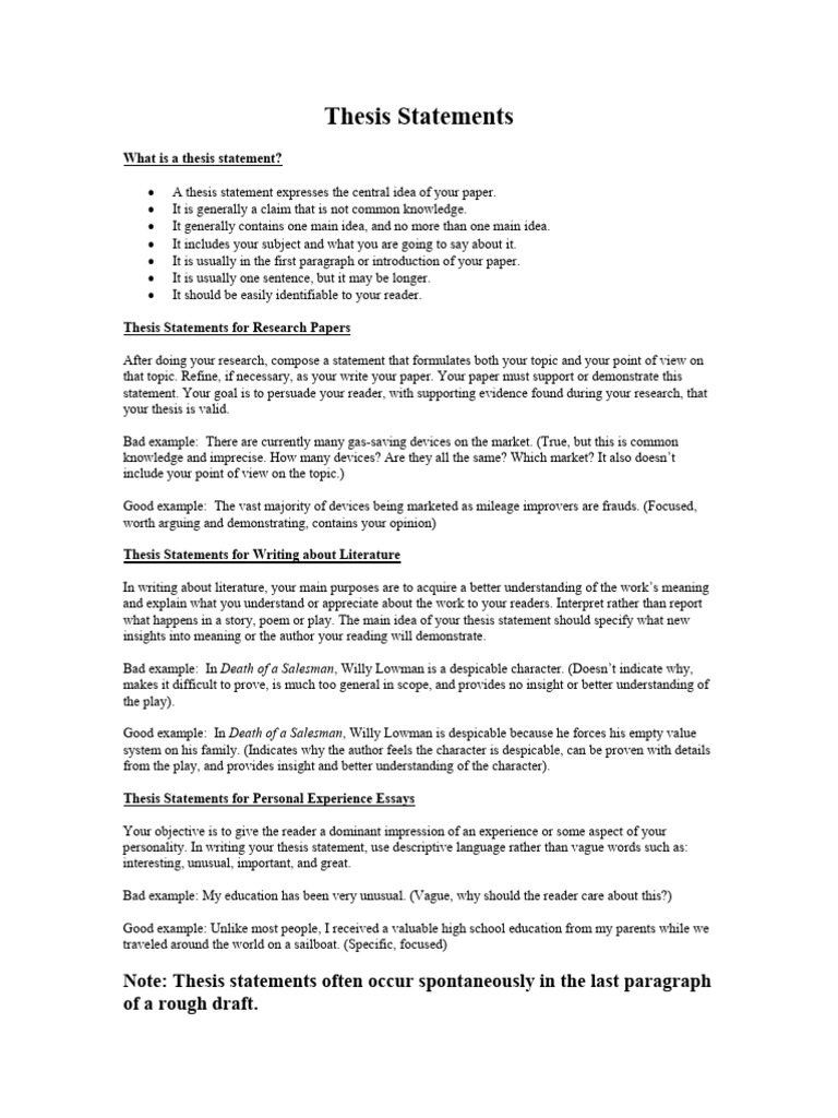 Crafting Effective Thesis Statements | PDF | Knowledge | Thesis