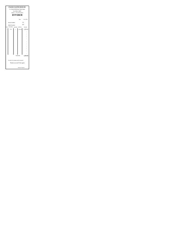 Invoice: Passi Cloth House | PDF