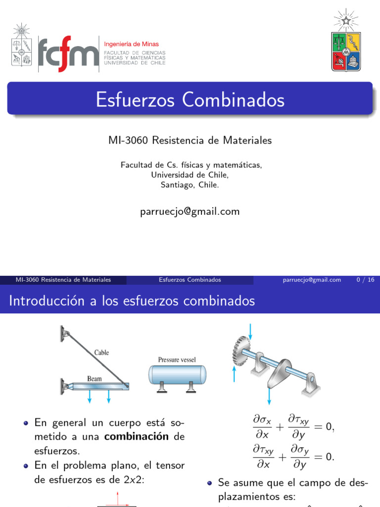 Clase 9 Esfuerzos Combinados | PDF | Resistencia de materiales | Ciencias fisicas