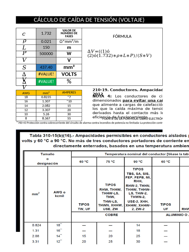 Como Calcular Cida de Tension | PDF | voltaje | Electricidad