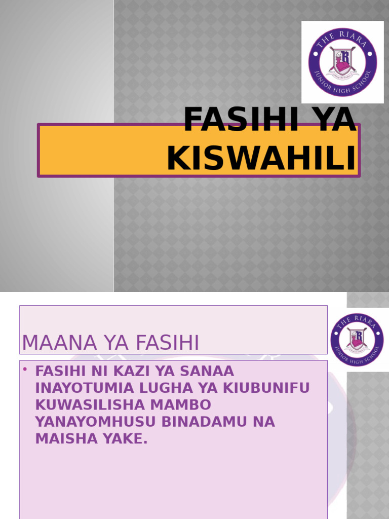 Fasihi Ya Kiswahili - Pp2 | PDF