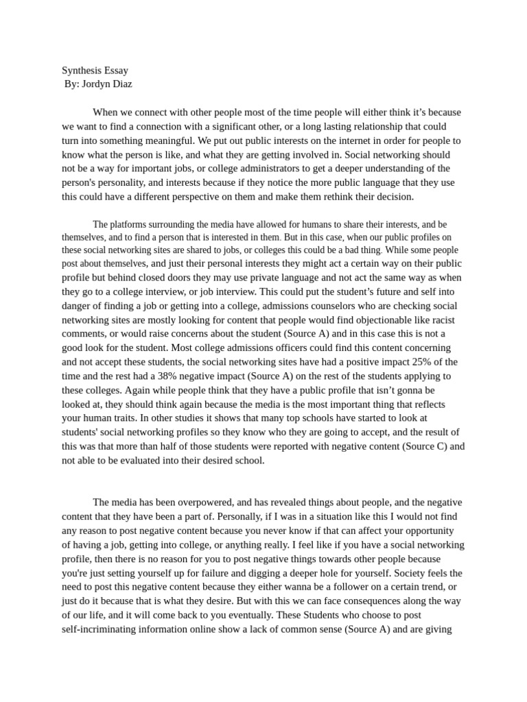 Synthesis Essay Practice | PDF