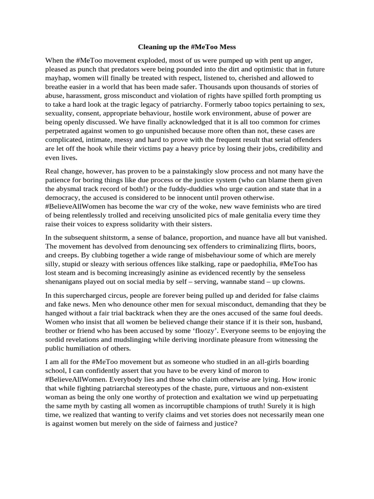 Cleaning Up The MeToo Mess | PDF | Crimes | Crime & Violence