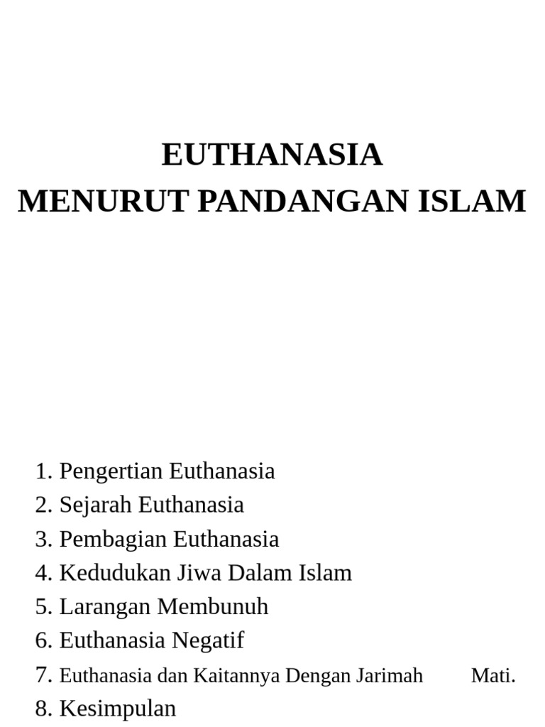 Euthanasia dalam Perspektif Islam | PDF