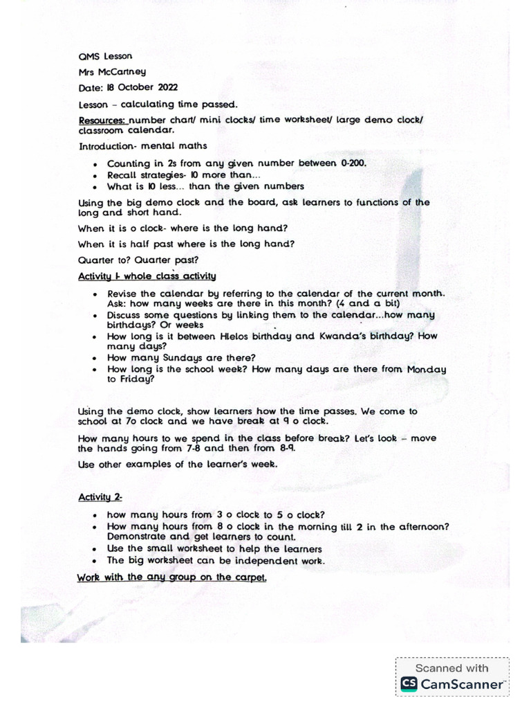 Lesson Plan QMS | PDF