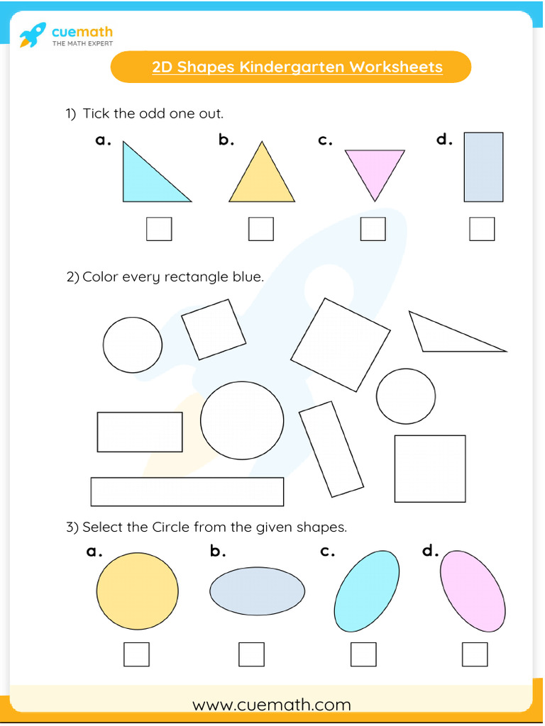 2d Shapes Kindergarten Worksheets - Worksheet 2 | PDF