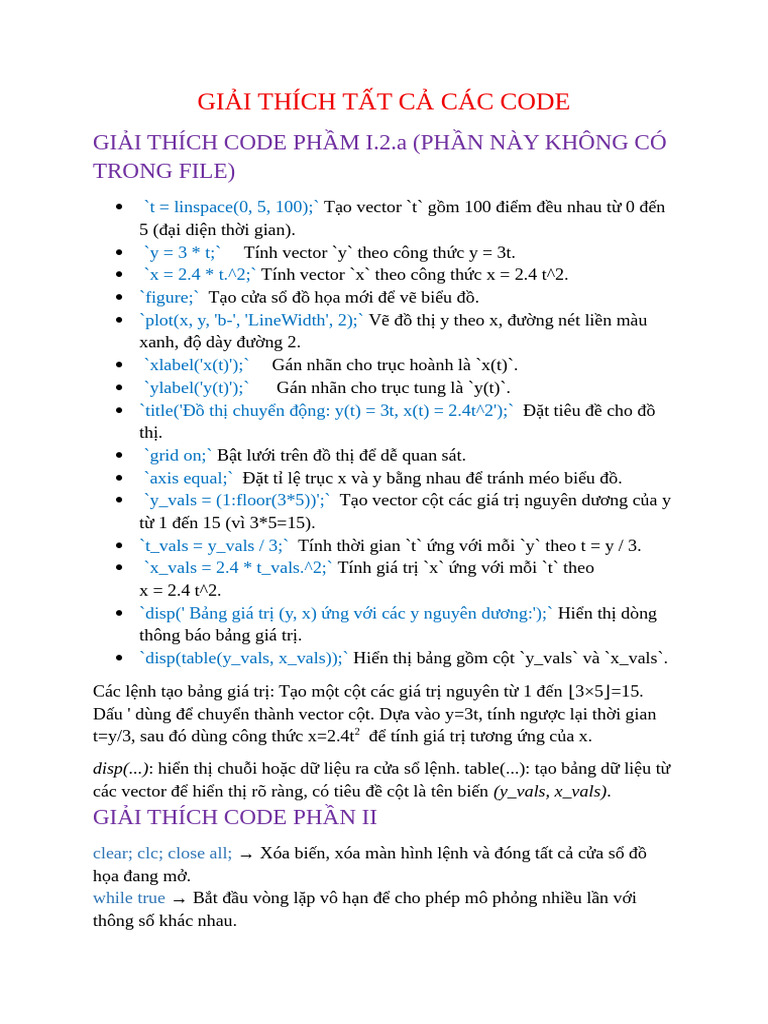 Giải Thích Code | PDF