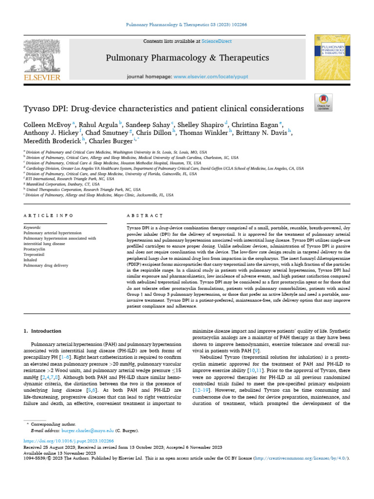 Tyvaso DPI: Device and Clinical Insights | PDF | Hypertension ...