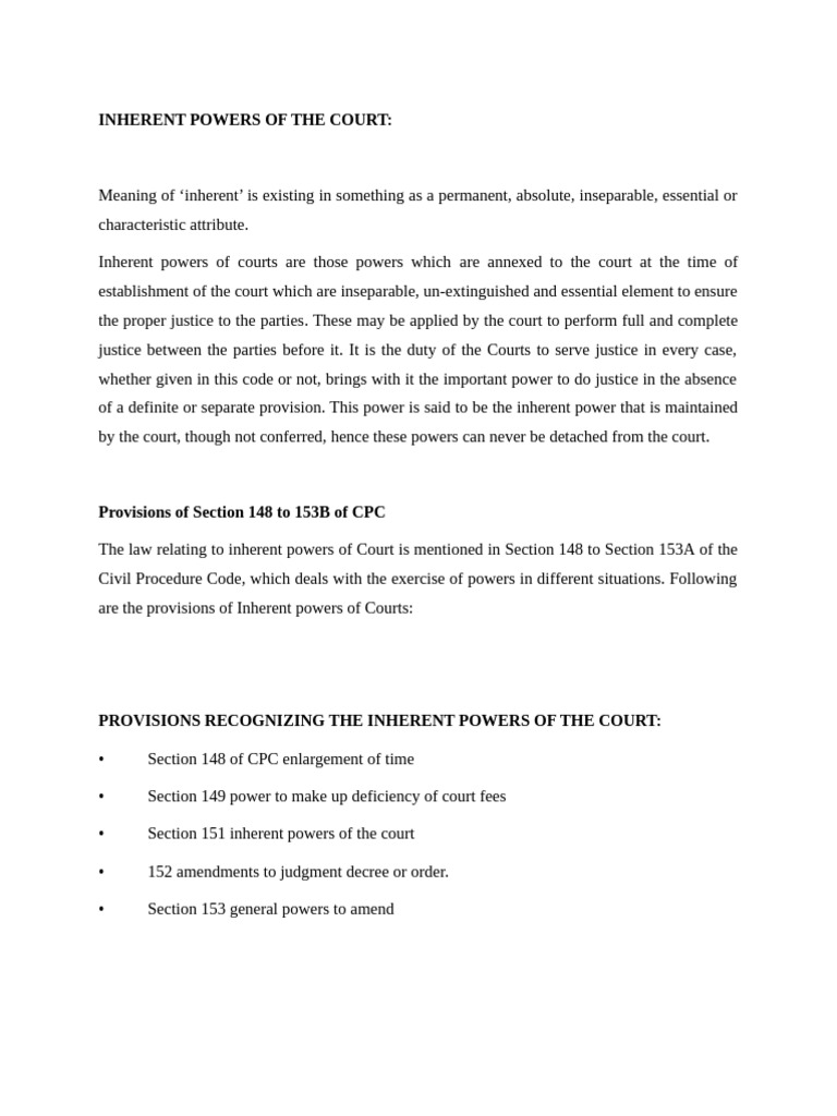 Inherent Powers of The Court | PDF | Separation Of Powers | Justice