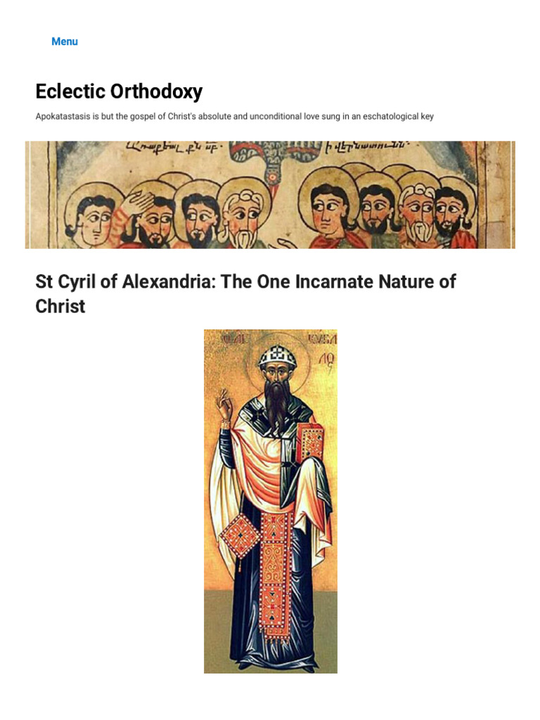 Cyril of Alexandria: One Incarnate Nature | PDF | Incarnation ...