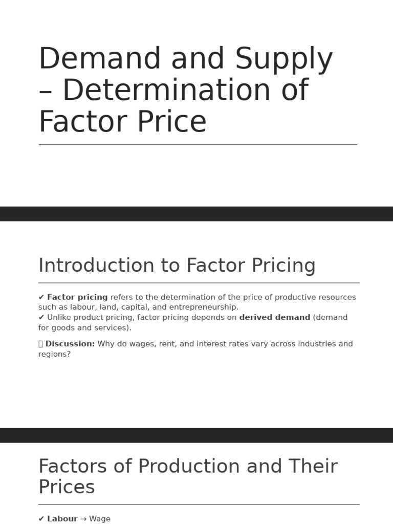 Factor Price Determination Overview | PDF | Labour Economics | Perfect ...