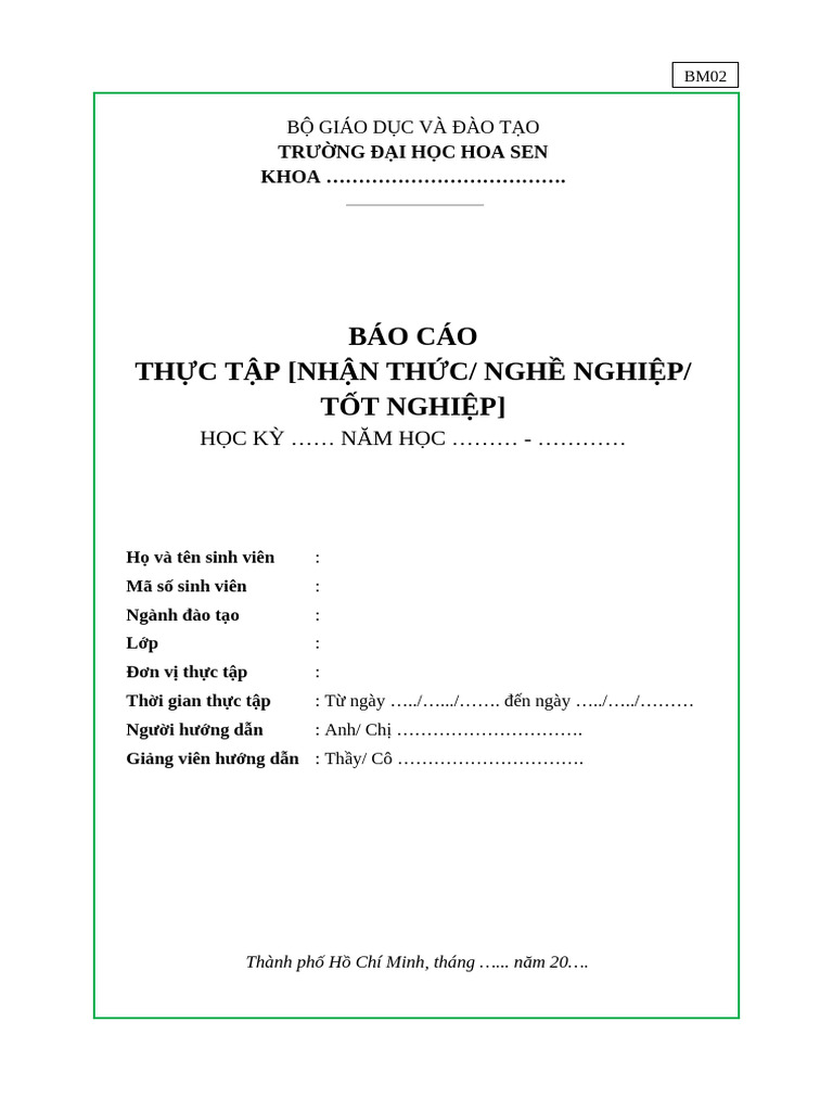 Bm02 Mau Trang Bia Bao Cao TTNT-TTNN-TTTN | PDF