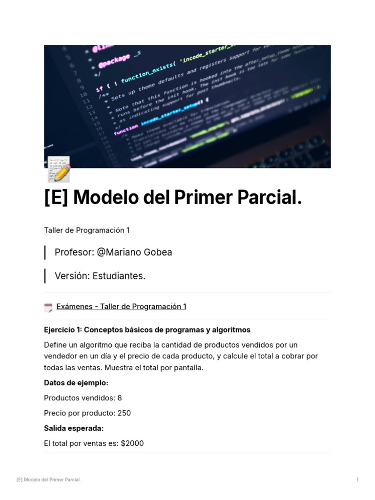 Modelo Primer Parcial | PDF | Algoritmos | Ciencias de la Computación