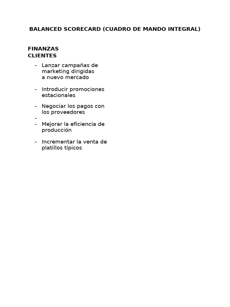 Balanced Scorecard (Cuadro de Mando Integral | PDF