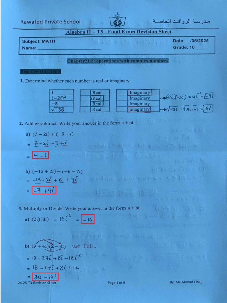 G10 Revision Sheet T3 Ak | PDF