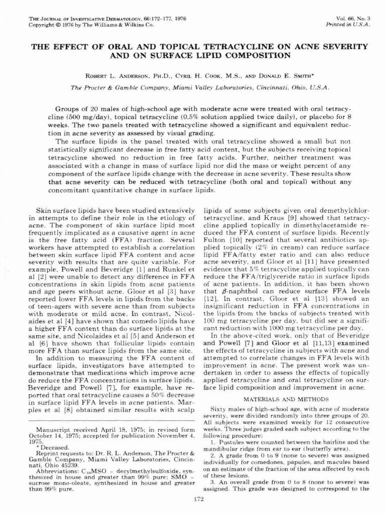The Effect of Oral and Topical Tetracycline On A Ne Severity and On ...