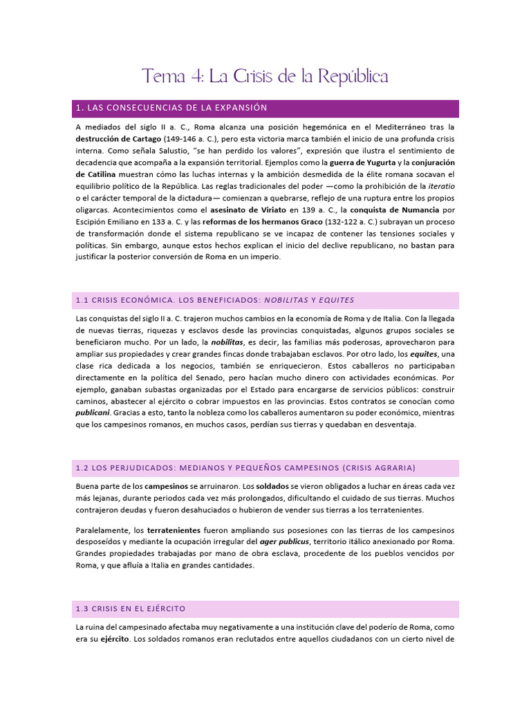 Historia Segundo Cuatri Tema 4 | PDF | Pompeyo | Julio César