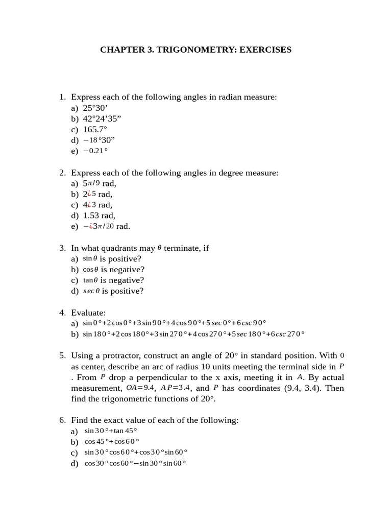 Evaluating Sin 30° and Related Angles | PDF