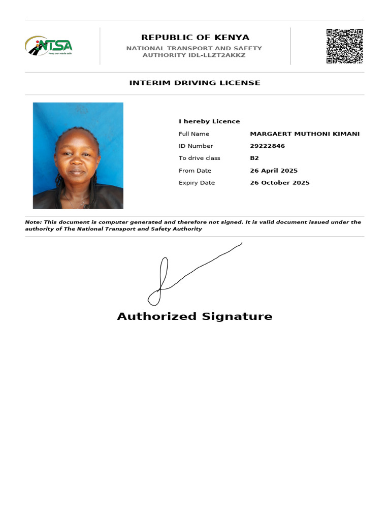 IDL-LLZT2AKKZ-Interim Driving License | PDF
