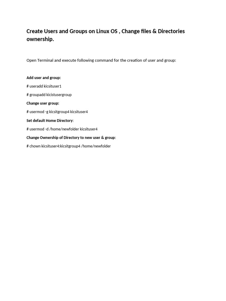 Create Users and Groups On Linux OS | PDF