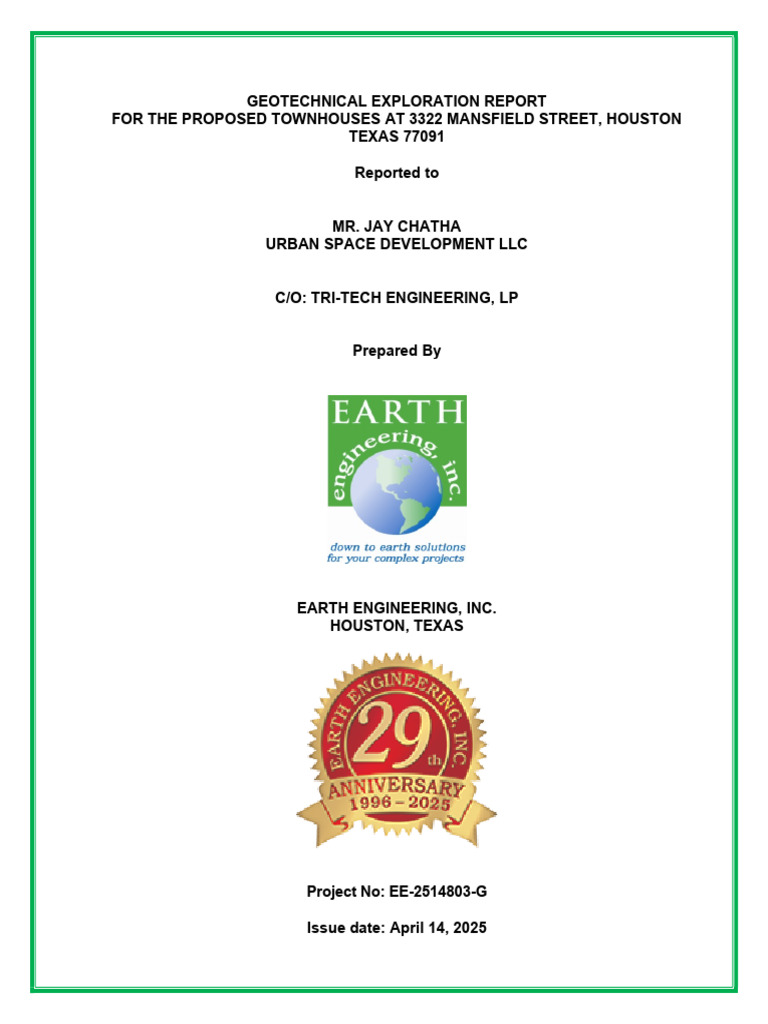 Earth Engineering, Inc. Houston Texas | PDF | Earth Sciences | Civil ...