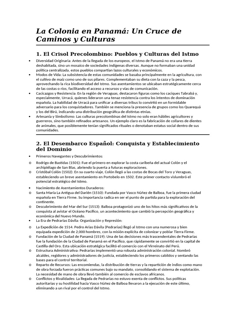 Historia de la Colonia en Panamá | PDF | Panamá