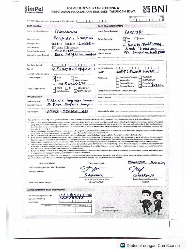 Contoh Pengisian PIP | PDF