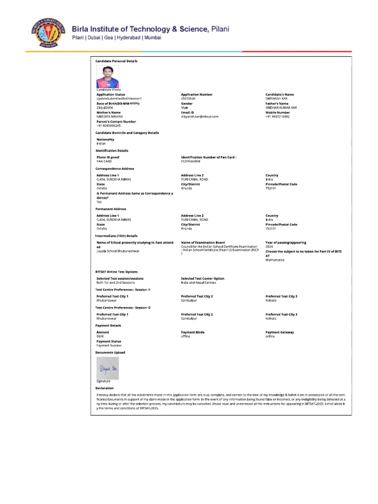 BITS Application | PDF