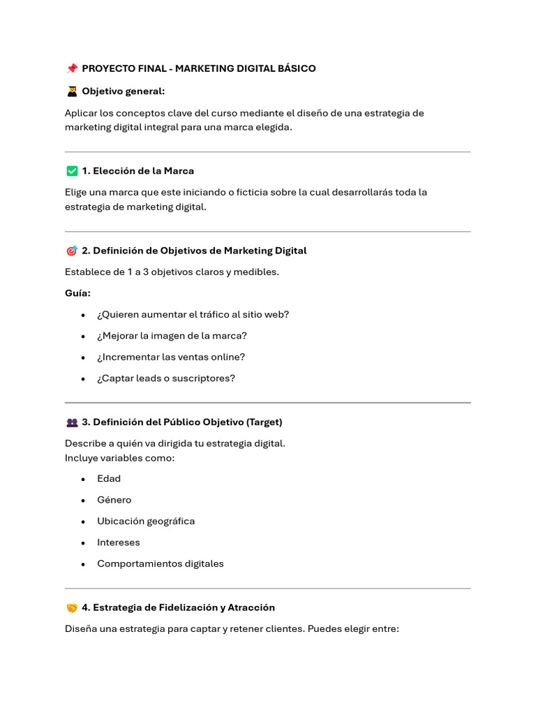 ? Proyecto Final - Marketing Digital Itla T2 2025 | PDF